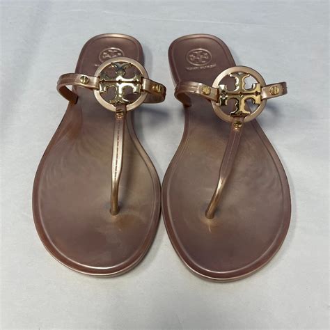 Tory Burch Mini Miller Rose Gold Jelly Sandals Size Gem