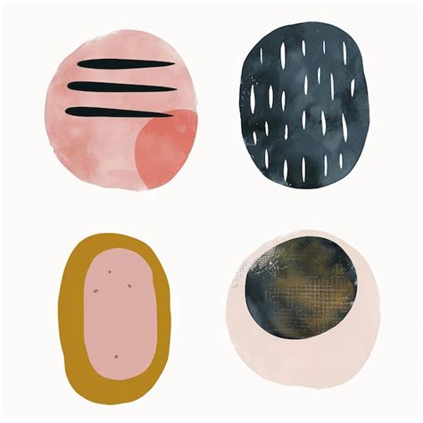 Small Clipart Set Of 4 Simple Rounded Abstract Shap Premium Ai