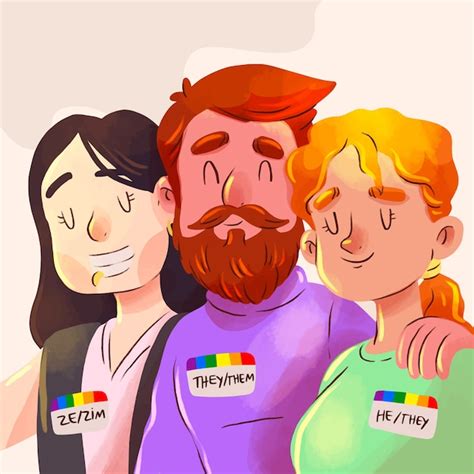 Premium Vector Watercolor Gender Pronouns Illustration