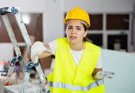 Puzzled Confused Female Civil Engineer Inside Building Under