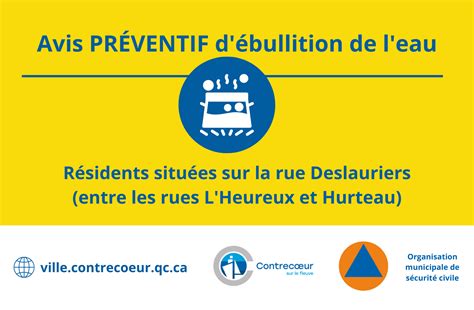 Avis d ébullition préventif dans un secteur Ville de Contrecœur