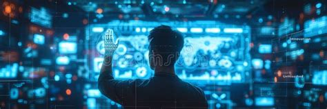 A Businessman Collaborates With Ai Algorithms Fostering Innovation In A High Tech Environment