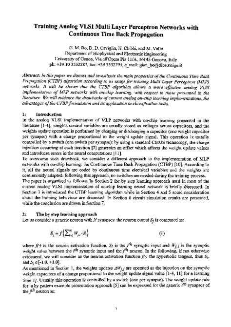 Pdf Training Analog Vlsi Multi Layer Perceptron Networks With