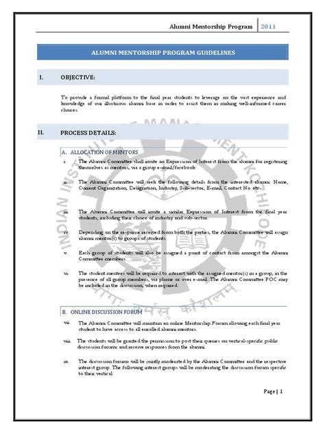 Alumni Mentorship Program 2011 Pdf Mentorship Communication