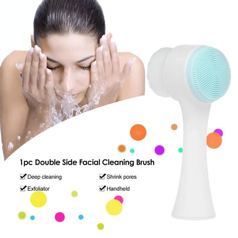 Double Side Face Brush Facial Soft Fiber Silicone Massage Brush Skin Washing Cleaner Machine