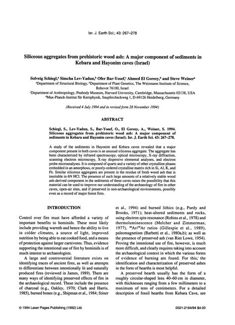 Pdf Siliceous Aggregates From Prehistoric Wood Ash A Major Component