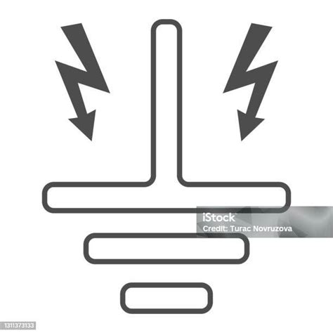 얇은 선 아이콘 안전 엔지니어링 개념 흰색 배경에 전기 접지 기호 모바일 개념 및 웹 디자인을위한 윤곽 스타일의 전기 접지 아이콘 벡터 그래픽 Demobilization에