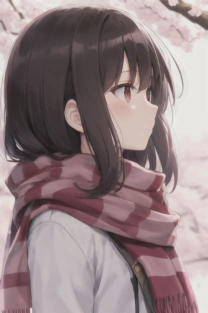 Premium Ai Image Anime Girl With A Red Scarf