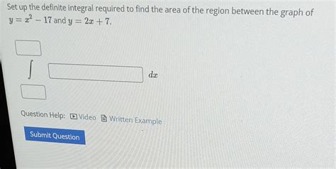 solved setup the integral to calculate the area between the