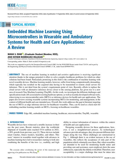 Embedded Machine Learning Using Microcontrollers In Wearable And