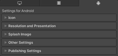 Unity Manual Android Player Settings