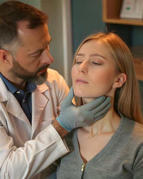 Premium Photo A Doctor Checks A Patients Thyroid Glandhyperthyroidism And Throat And Neck Swelling