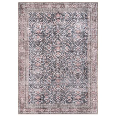 World Rug Gallery Amber Charcoal 10 Ft X 14 Ft Vintage Inspired