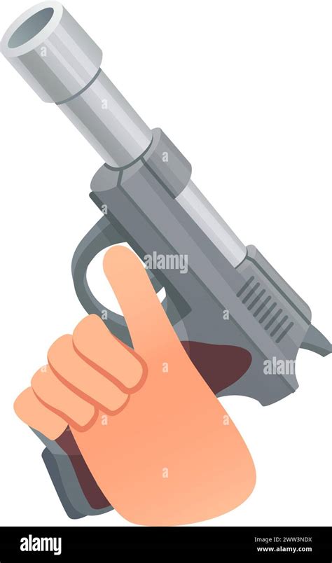 Hand With Pistol Criminal Or Guard Hold Handgun Isolated On White