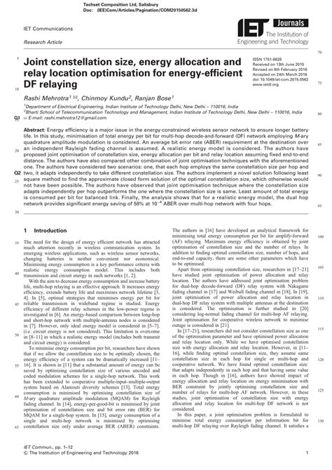 Pdf Joint Constellation Size Energy Allocation And Relay Location