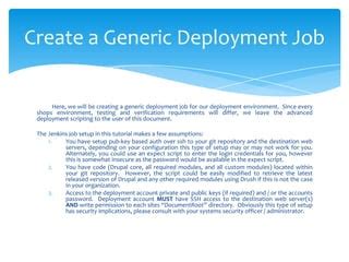 Drupal Continuous Integration With Jenkins Deploy PPT