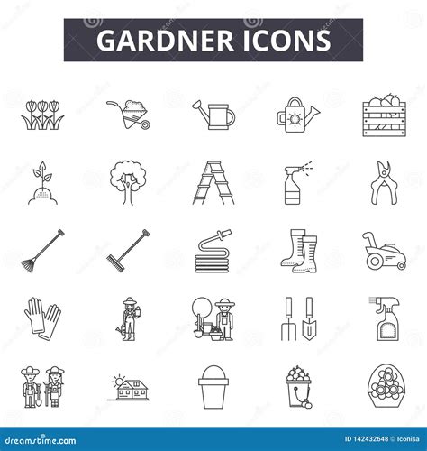 Gardner Line Icons For Web And Mobile Design Editable Stroke Signs Gardner Outline Concept