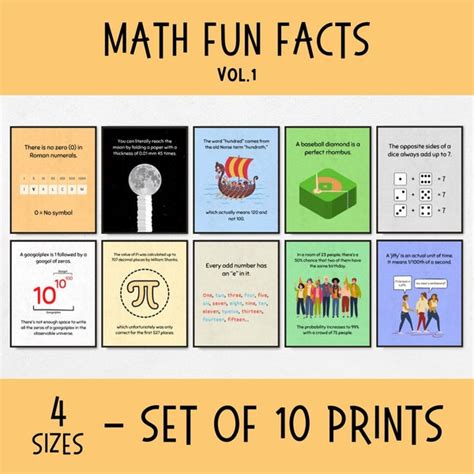 Printable Math Facts Posters Etsy