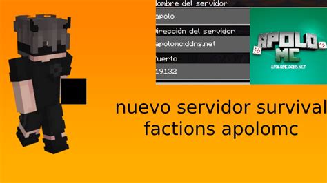 NUEVO SERVIDOR SURVIVAL FACTIONS PARA MCPE ULTIMA VERSION APOLOMC YouTube