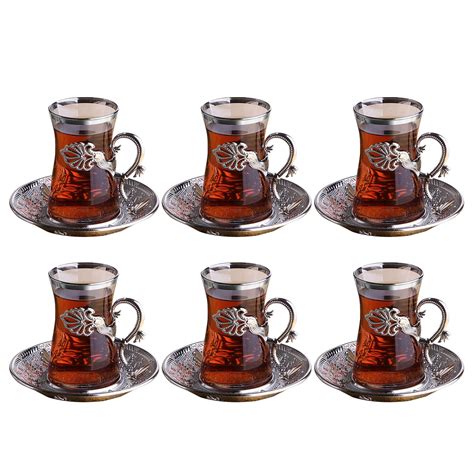 Sefa Turkish Tea Glass Set Of 6 Turkish Tea Glasses With Holders