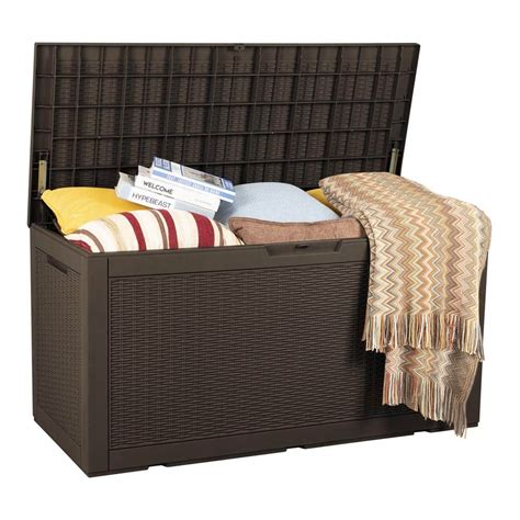 Tozey 100 Gal Waterproof Dark Brown Large Resin Deck Box Outdoor