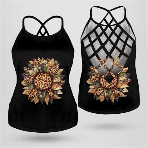 Criss Cross Open Back Tank Top Sunflower 27 Magictool