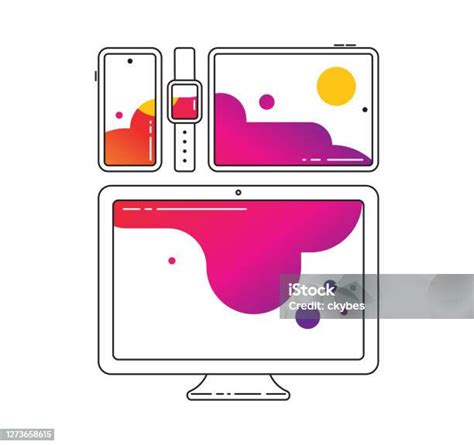 플랫폼 간 벡터 아이콘 일러스트레이션입니다 크로스 플랫포밍 장치 스마트 태블릿 스마트 폰 시계 화면에 단일 배경데스크톱 0명에 대한 스톡 벡터 아트 및 기타 이미지 Istock