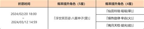 华紫樱绯祈愿浮世笑百姿八重神子 雷 概率UP 小米游戏中心
