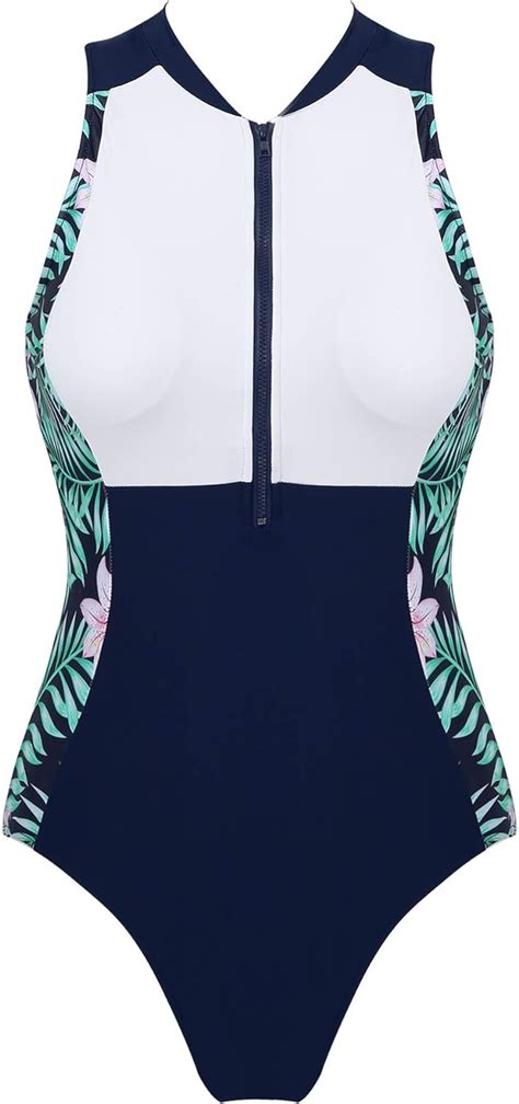 Ttao Damen Badeanzug Einteiler Bikini Uv Schutz Bademode Bedruckte