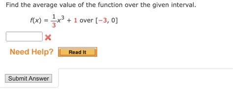 solved find the average value of the function over the given
