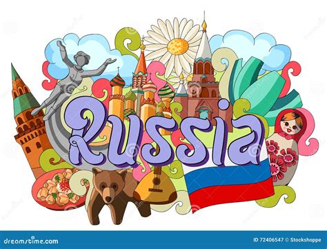 Krabbel Die Architectuur En Cultuur Van Rusland Tonen Vector ...