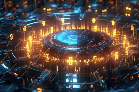 premium photo abstract glowing quantum core circuitry closeup