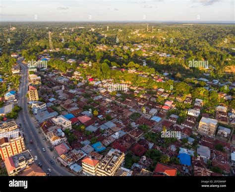 Aerial Drone Shot Of Chake Chake City A Capital Of Pemba Island
