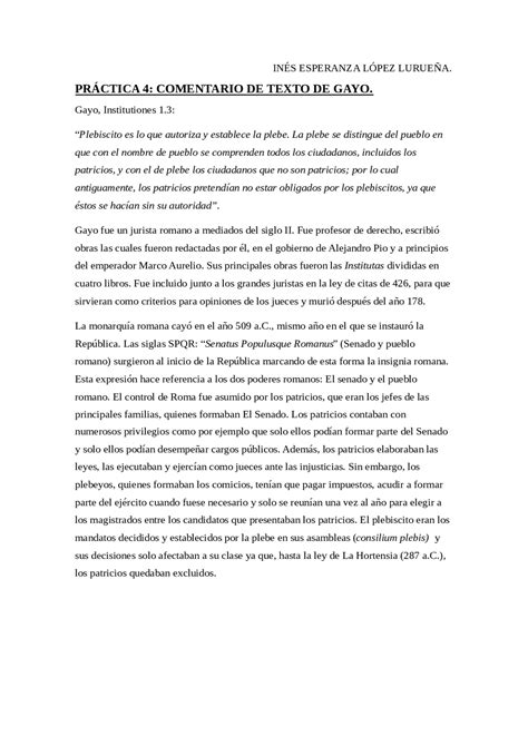 Derecho Romano PrÁcticas Ejercicios De Derecho Romano Docsity