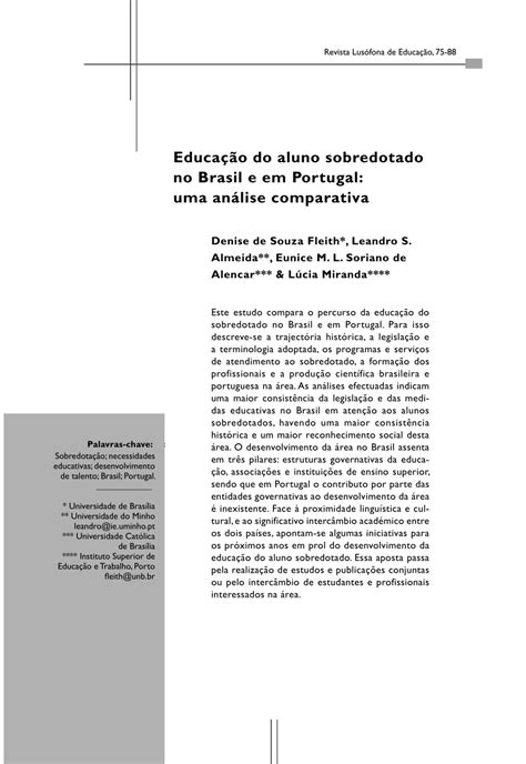 (PDF) Gifted student education in Brazil and Portugal: A comparative analysis