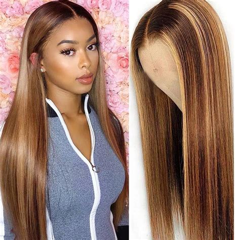 Highlighted Human Hair Wigs Piano Color 13x5x1 T Part Lace Wig Straight