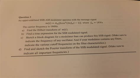 An Upper Sideband Ssb Am Modulator Operates With The