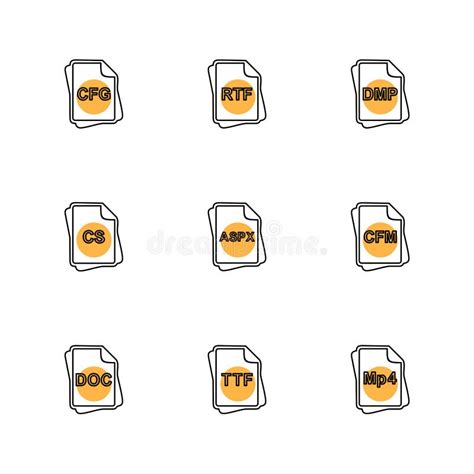 File Type Files Documents Eps Icons Set Vector Stock Vector
