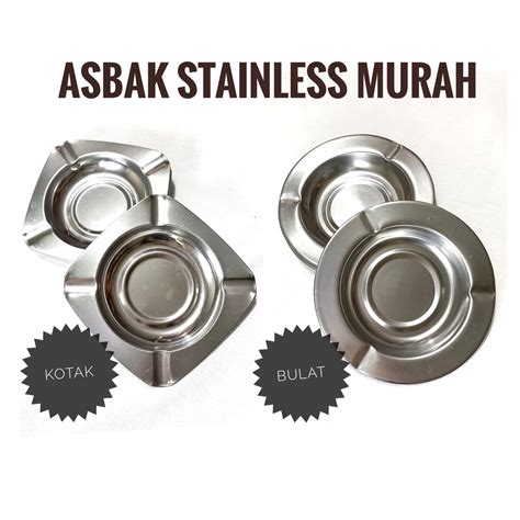 Jual Asbak Rokok Stainless Ashtray Tempat Rokok Bulat Kotak Murah