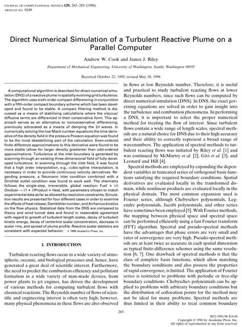 Pdf Direct Numerical Simulation Of A Turbulent Reactive Plume On A