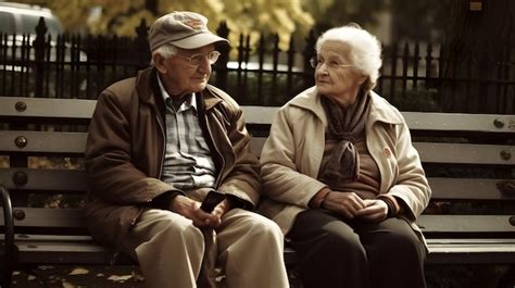 Pareja Mayor Sentada En Un Banco Abuela Abuelo Abuelos Amor Ancianos Ia