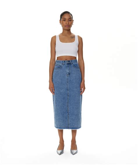 Джинсовая юбка с разрезом — Evdokia