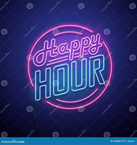 Signo De Neón De Hora Feliz Ilustración Vectorial Ilustración del