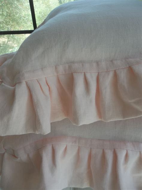 Ruffled Pink Linen Pillows Blush Pink Pillow Shams Custom Etsy