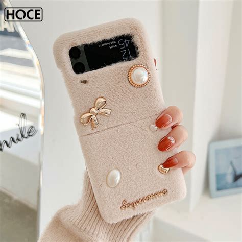 Hoce For Z Flip Case Plush Pearl Phone Cases Samsung Z Flip G Shockproof Zflip Flip