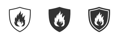 Fire Protection Icon Shield With Fire Sign Vector Illustration
