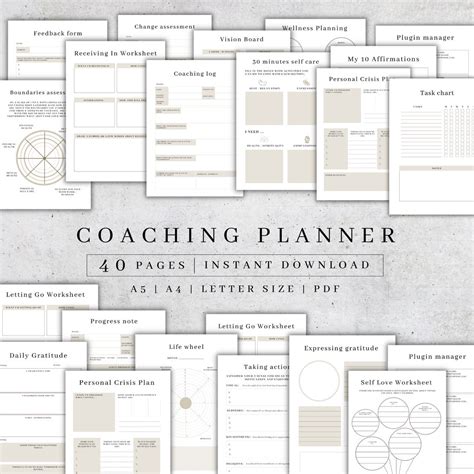 Coaching Planner Printable Digital Life Coach Journal Pages Coaching Planner Printable Digital Life Coach Journal Pages