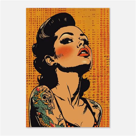 Tattooed Woman In Contrast Comic Poster Etsy