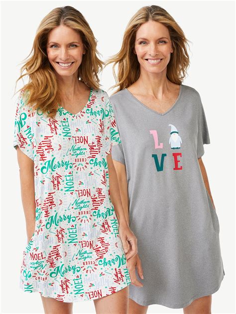 Joyspun Women S Short Sleeve Sleep Shirts 2 Pack Sizes S M To 2X 3X