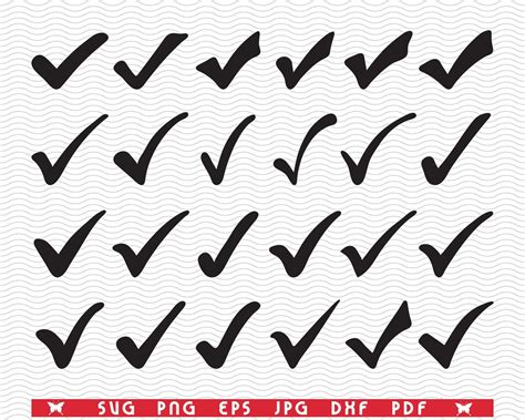 Svg Check Mark Icons Silhouettes Digital Clipart Files Eps 